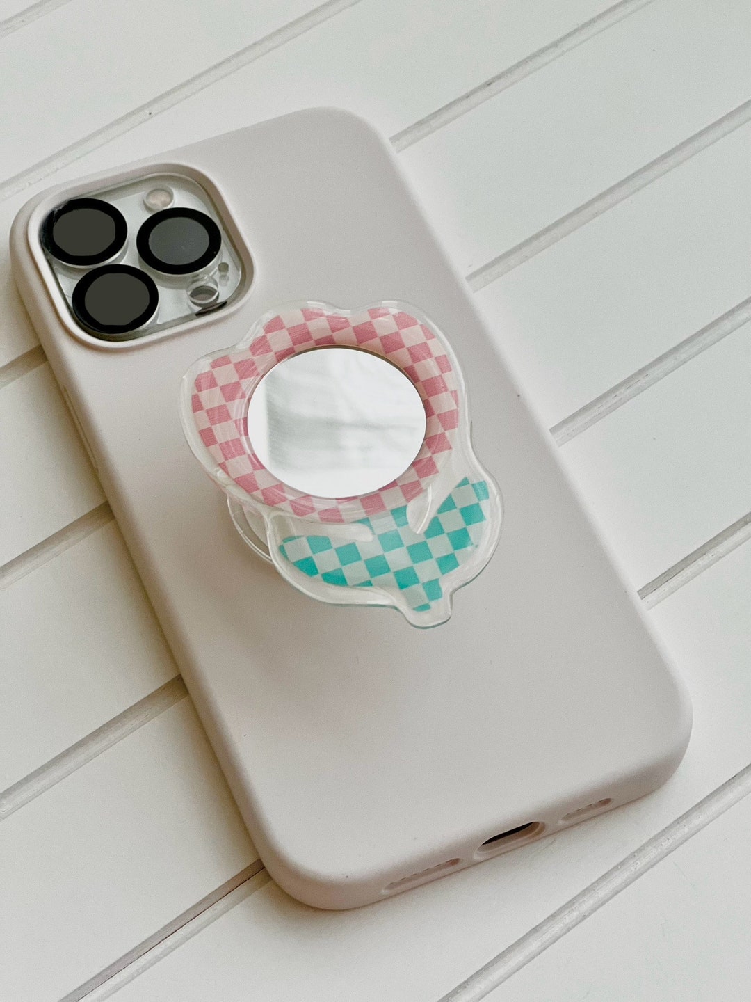 Tulip Checkered Print Mirror Phone Holder, Phone Accessory, Griptok - Etsy