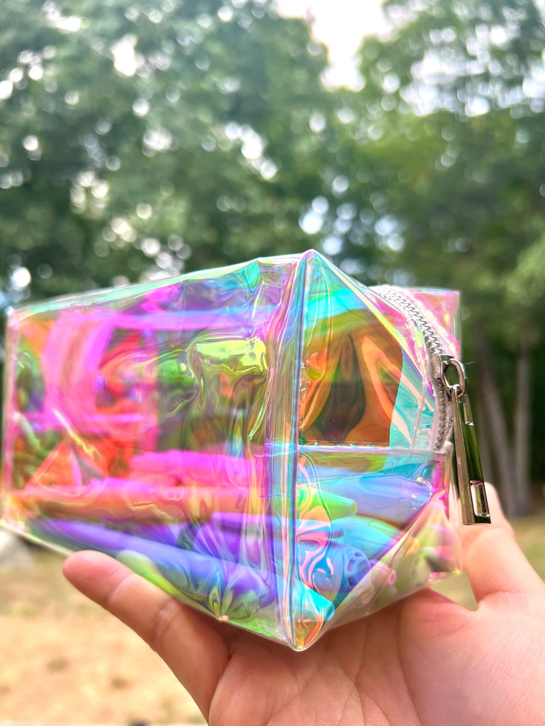 Holographic Zip Pouch / Zip Pencil Case / Cosmetic Pouch / Transparent ...