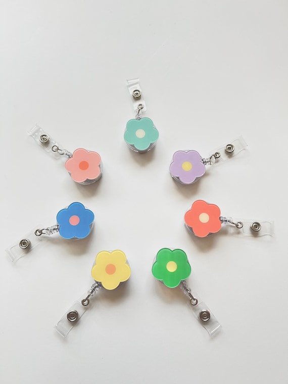 MINI PASTEL Flower Badge Reel Acrylic Badge Reel Nurse Badge - Etsy