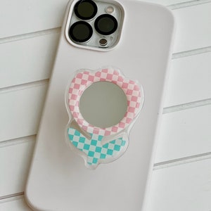 Tulip Checkered Print Mirror Phone Holder, Phone Accessory, Griptok - Etsy