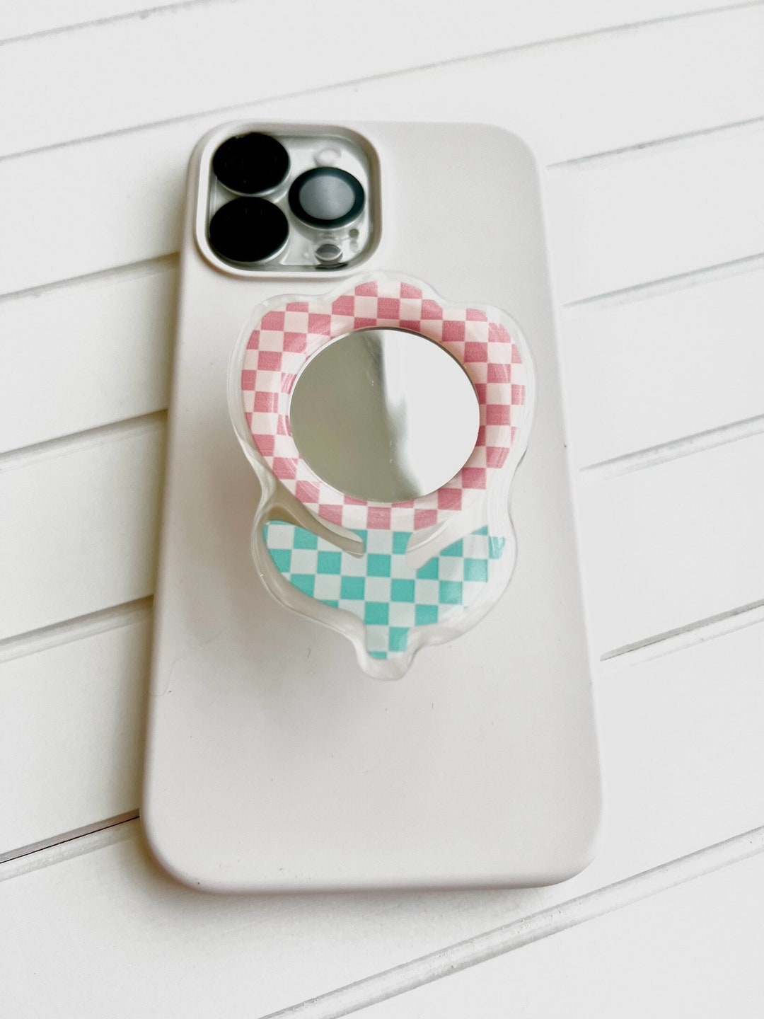 Tulip Checkered Print Mirror Phone Holder, Phone Accessory, Griptok - Etsy