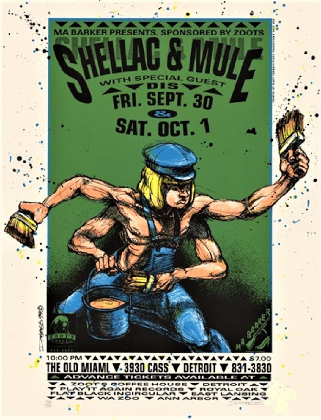 POSTER Shellac & Mule Concert 1994 Dis Art by Derek Hess Silkscreen ...