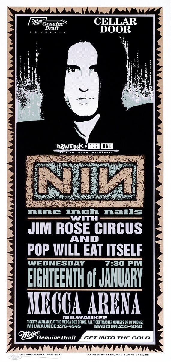 POSTER Nine Inch Nails Concert NIN the Jim Rose Circus Pop - Etsy