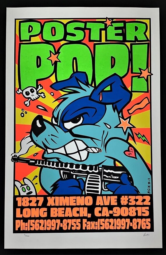Poster Pop Kozik POSTER Dog With Gun Print Mint Original | Etsy