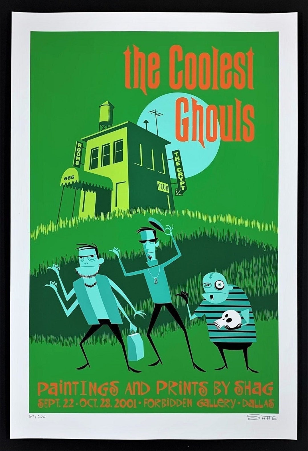 SHAG PRINT the Coolest Ghouls Silkscreen Serigraph Unframed Signed 2001 ...