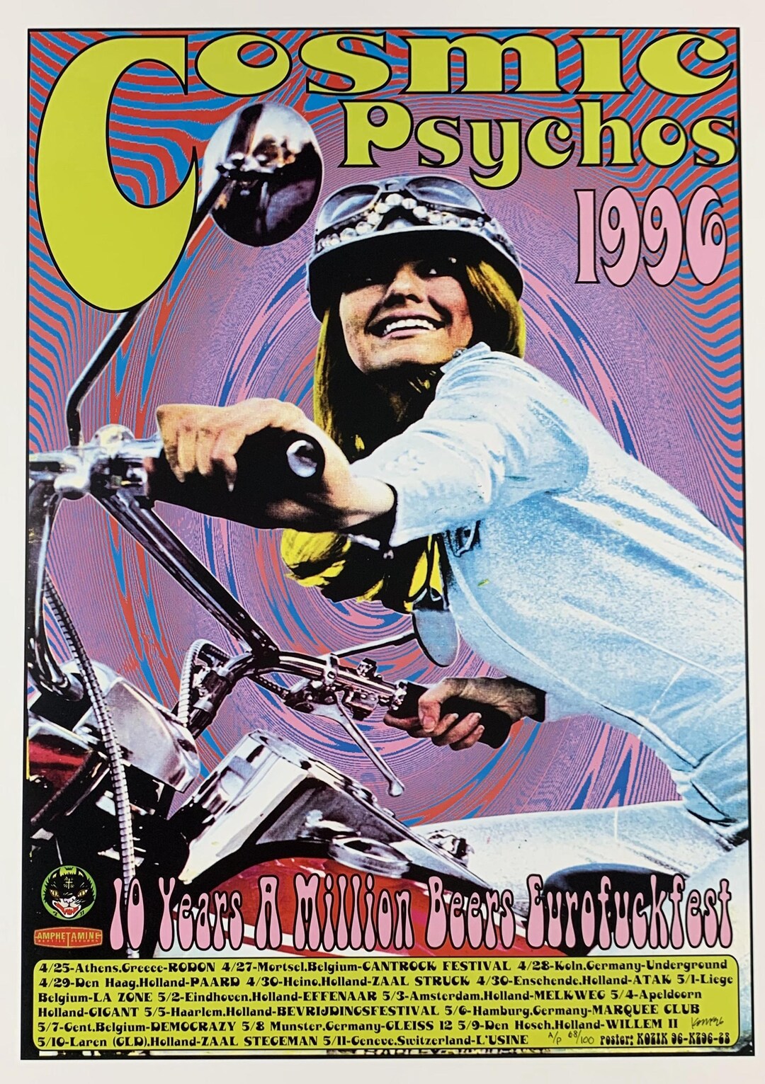 Cosmic Psychos POSTER 1996 Europe Tour Lithograph Signed Kozik Artist ...