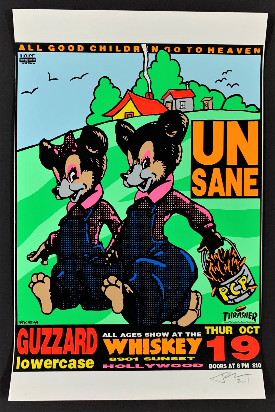 Unsane POSTER Guzzard Lowercase 1995 Silkscreen Printed Signed Kozik 95 ...