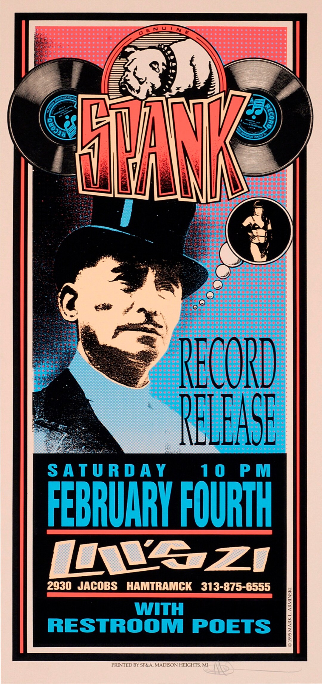 HANDBILL Spank Concert Record Release Restroom Poets Art by Mark ...