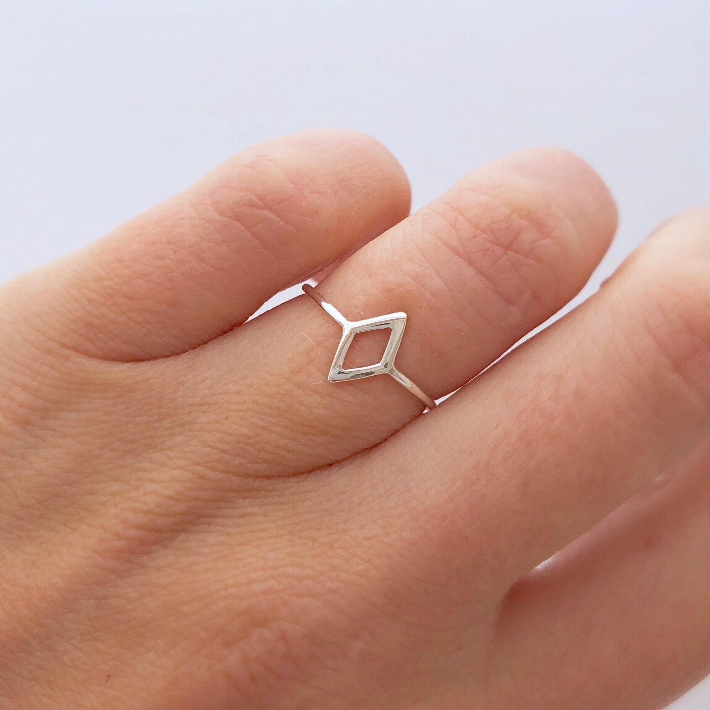 Rhombus ring in sterling silver diamond ring geometric ring | Etsy