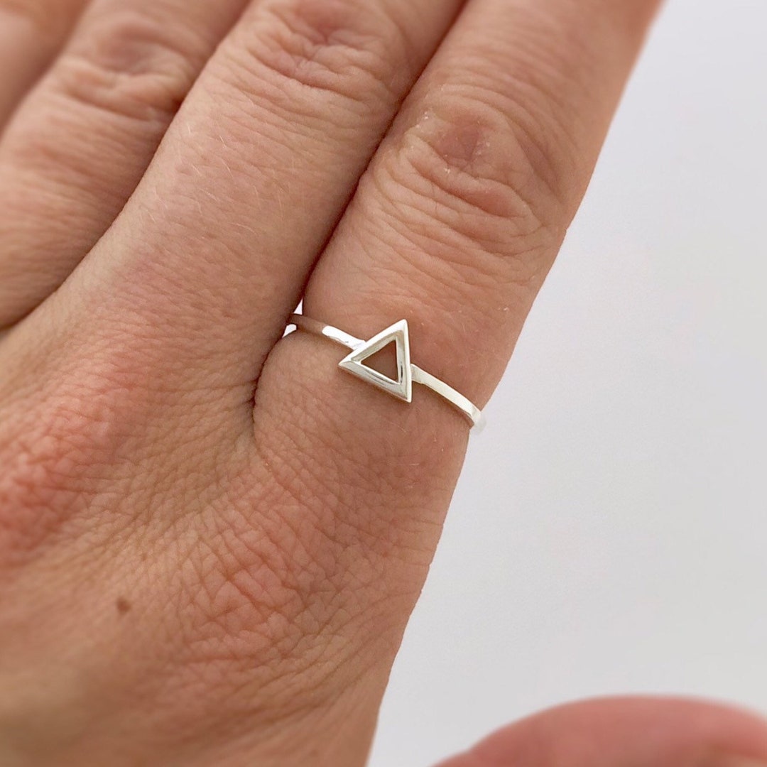 Triangle Ring Silver Triangle Ring Bold Ring Geometric Ring - Etsy