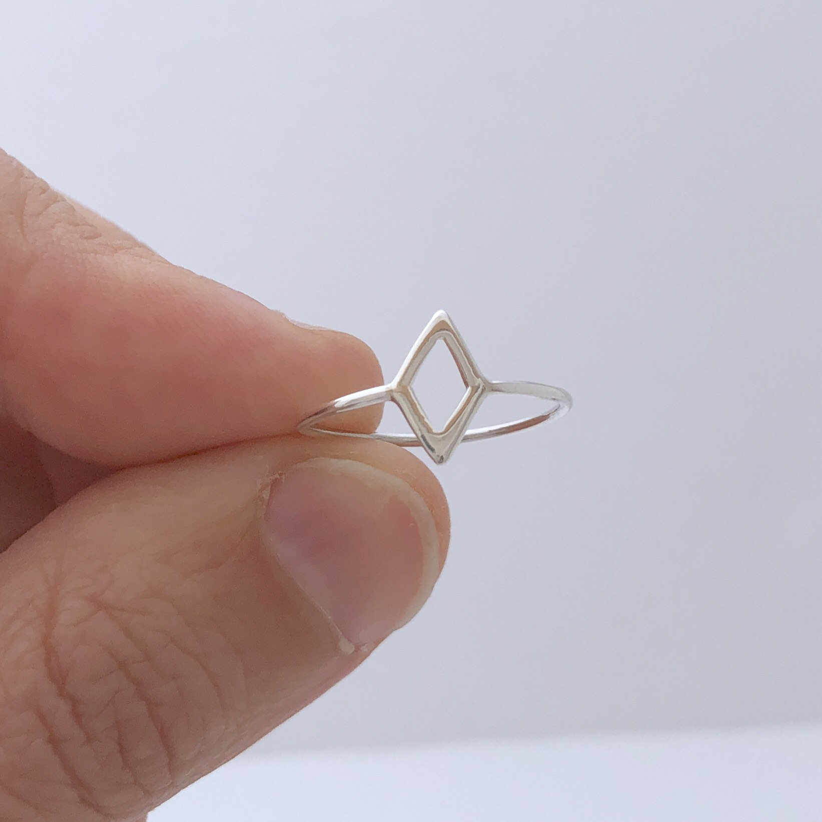 Rhombus ring in sterling silver diamond ring geometric ring | Etsy