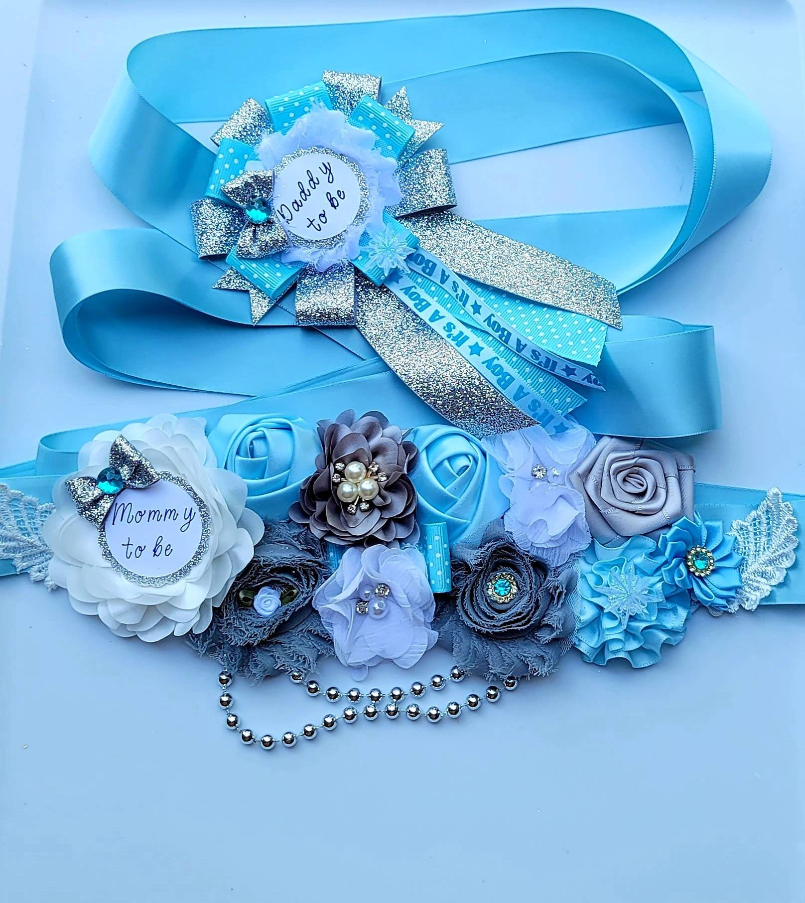 Blue Belly Sash/winter Baby Shower Sash/boy Belly - Etsy