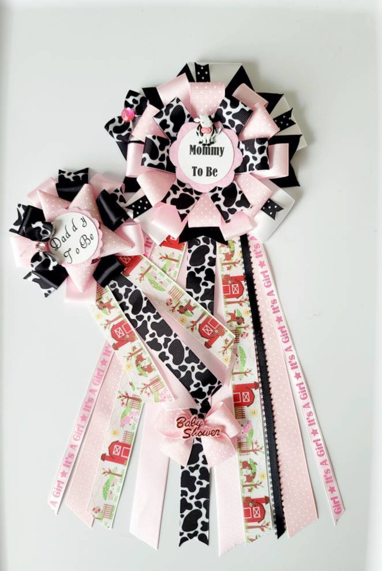 Farm Girl Baby Shower Corsage/cow Baby Shower Mum/pink Farm - Etsy