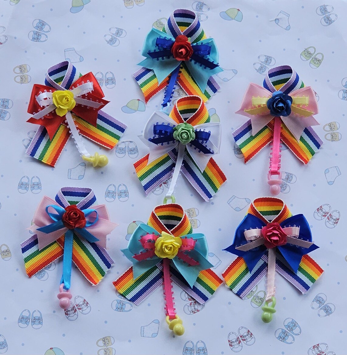 Set of 12 Baby Shower Guest Pins,rainbow Shower Shower Capias,recuerdos ...