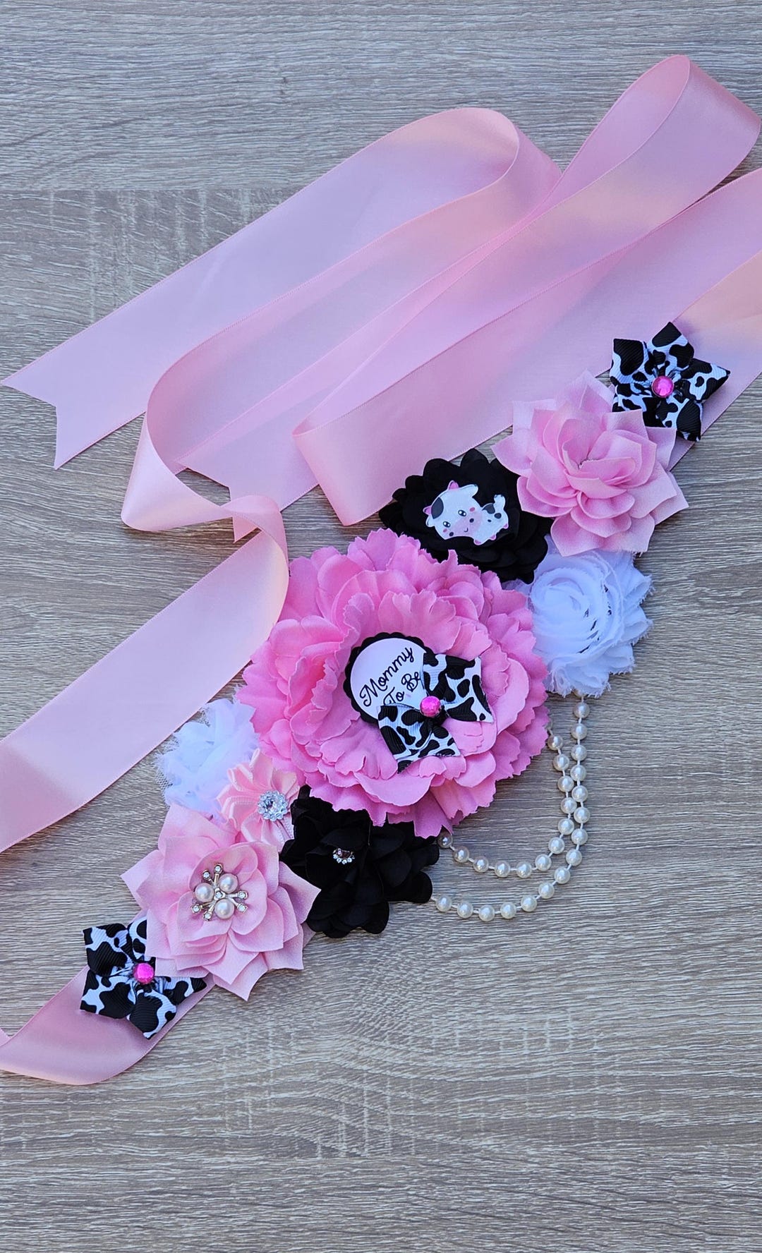 Pink Cow Baby Shower Sash/moo to Be Sash/cow Maternity Sash/cow ...