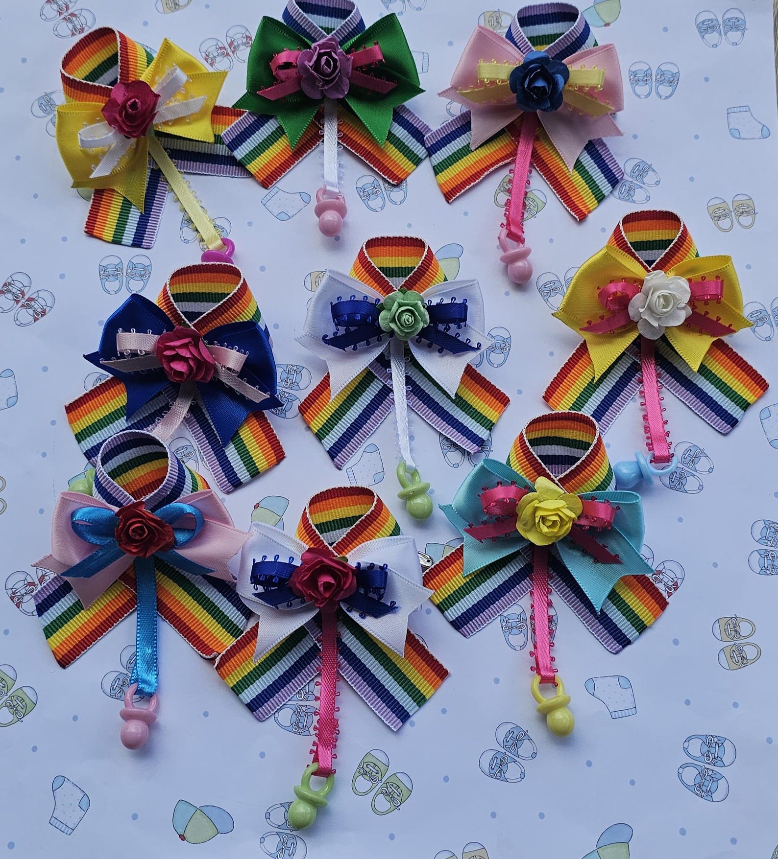 Set of 12 Baby Shower Guest Pins,rainbow Shower Shower Capias,recuerdos ...