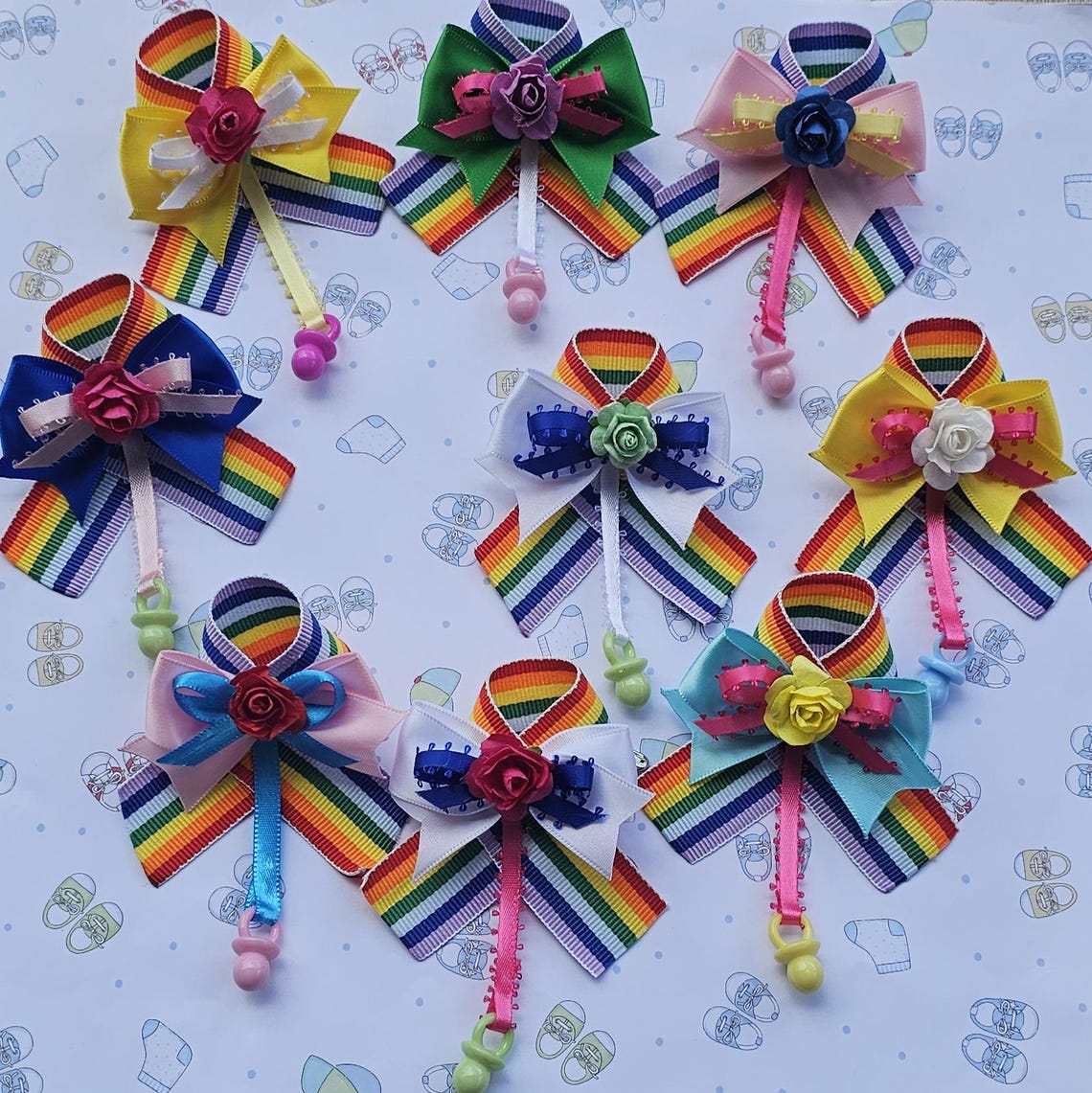 Set of 12 Baby Shower Guest Pins,rainbow Shower Shower Capias,recuerdos ...