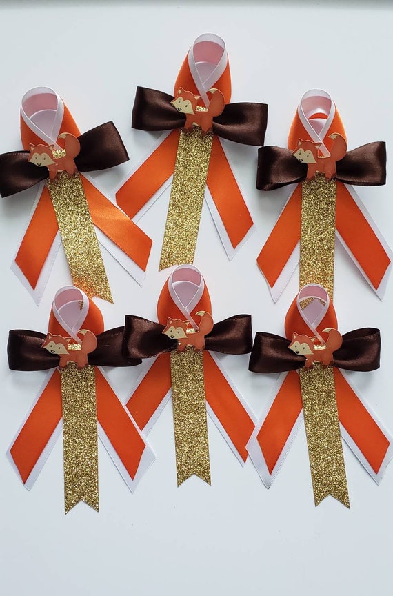 Baby shower guest pins/baby shower capias/brown and orange | Etsy