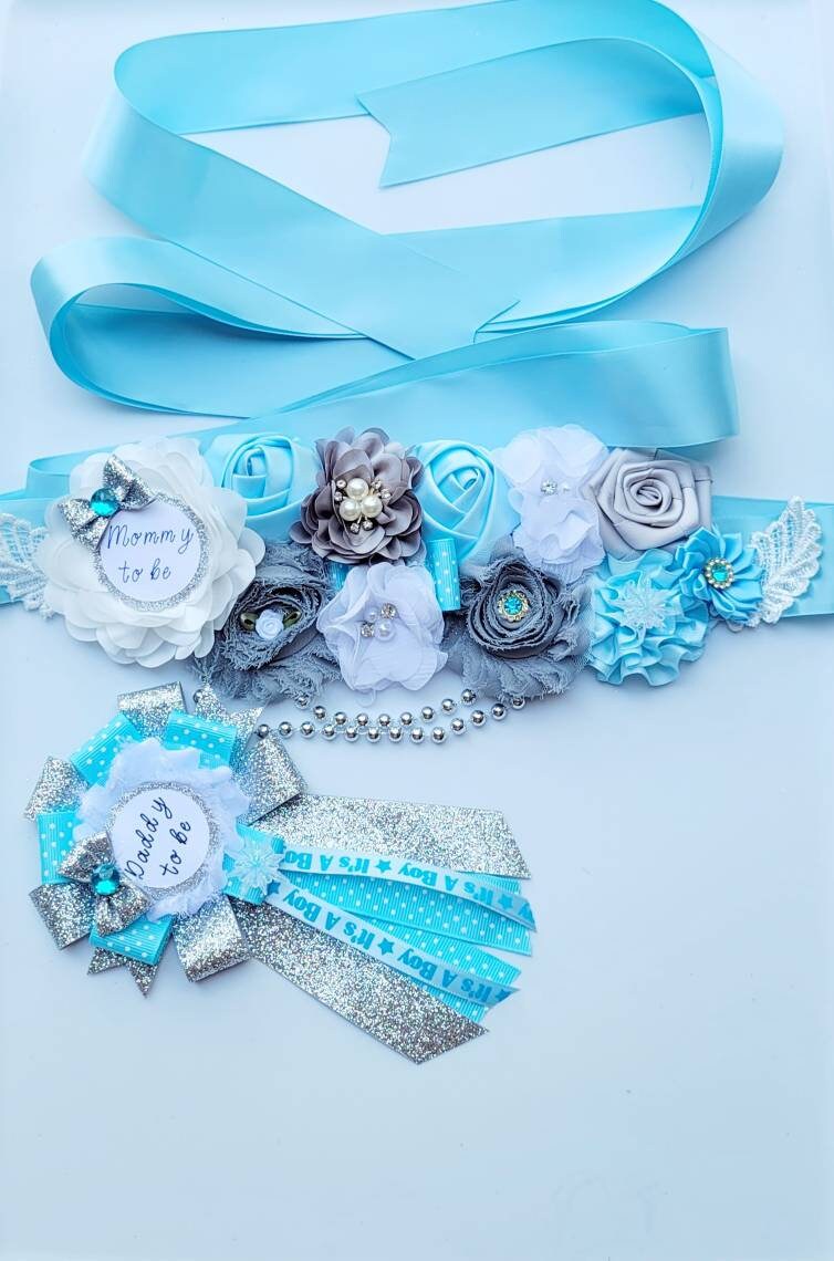 Blue Belly Sash/winter Baby Shower Sash/boy Belly - Etsy