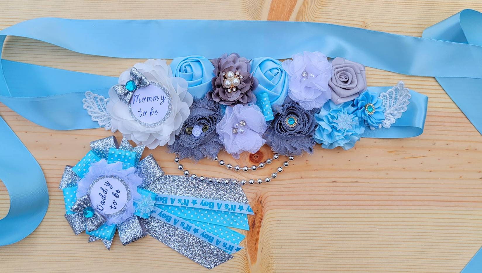 Blue Belly Sash/winter Baby Shower Sash/boy Belly - Etsy