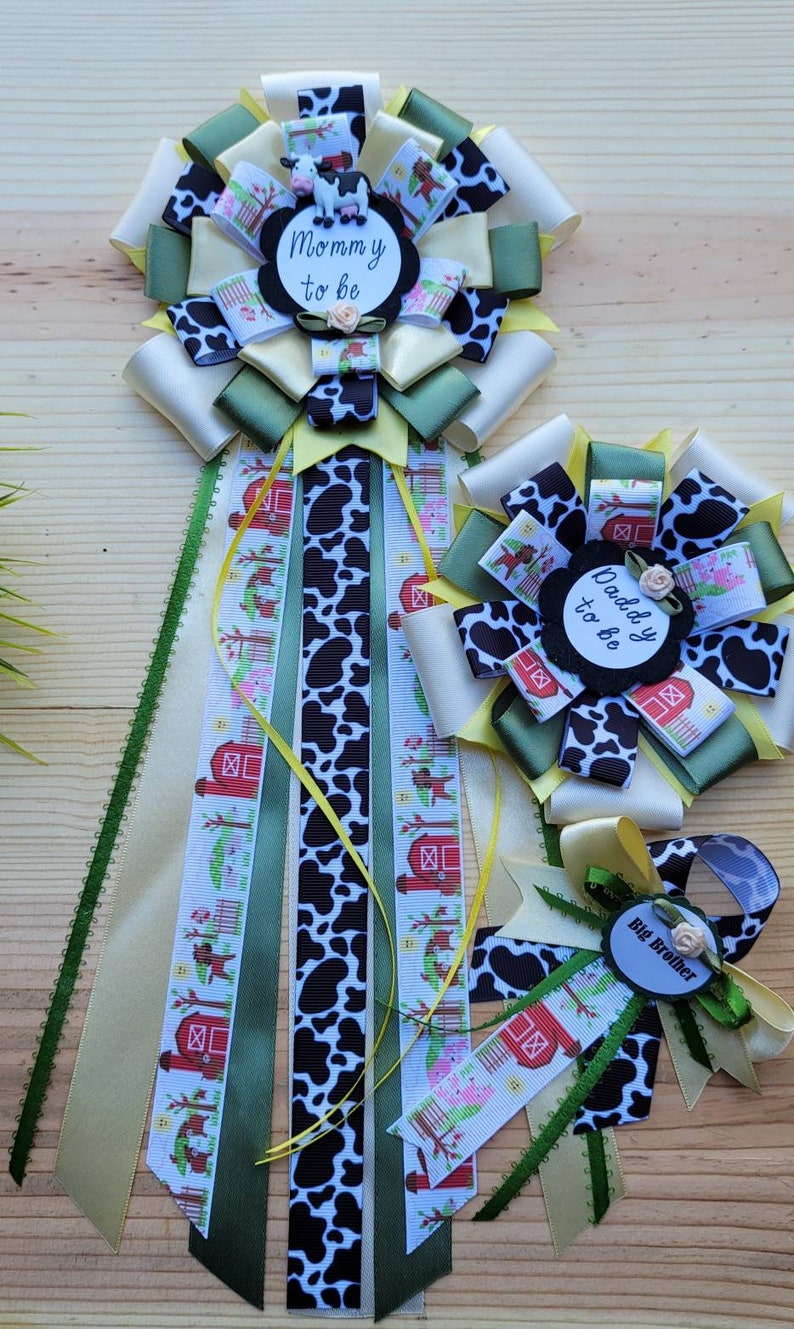 Cow Baby Shower Corsage/farm Baby Shower Mum/cow Sage Green | Etsy