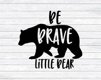 Be Brave Little Bear Curved Hand Script Word Art Stencil Select Size ...