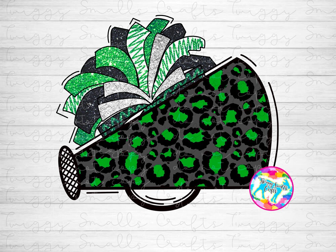 Cheer Megaphone Sublimation Design Download, Green, Black, Silver ...