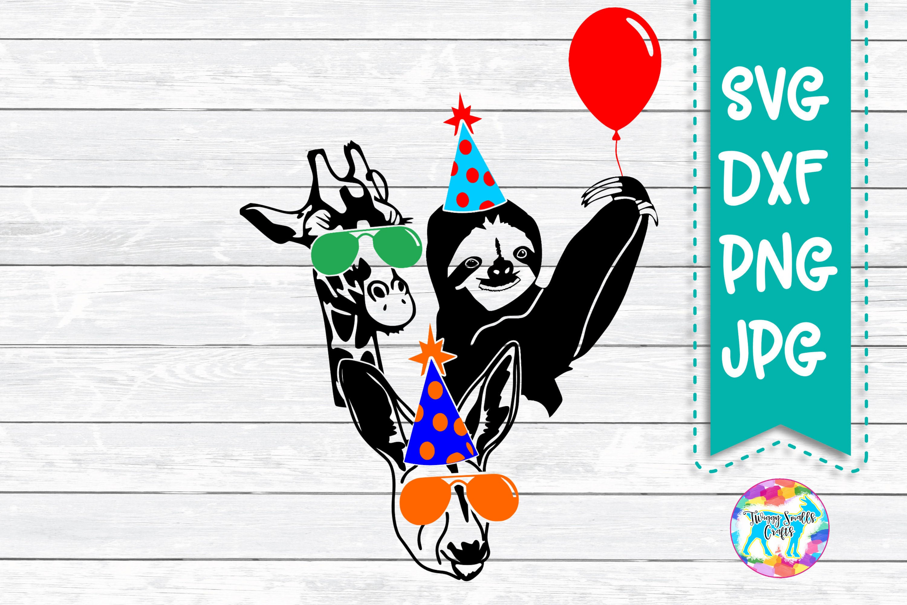 Party Animal Svg Sloth Kangaroo Giraffe SVG DXF PNG | Etsy