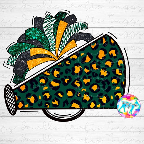 Cheer Poms Megaphone Green Gold Digital Download Cheerleader - Etsy