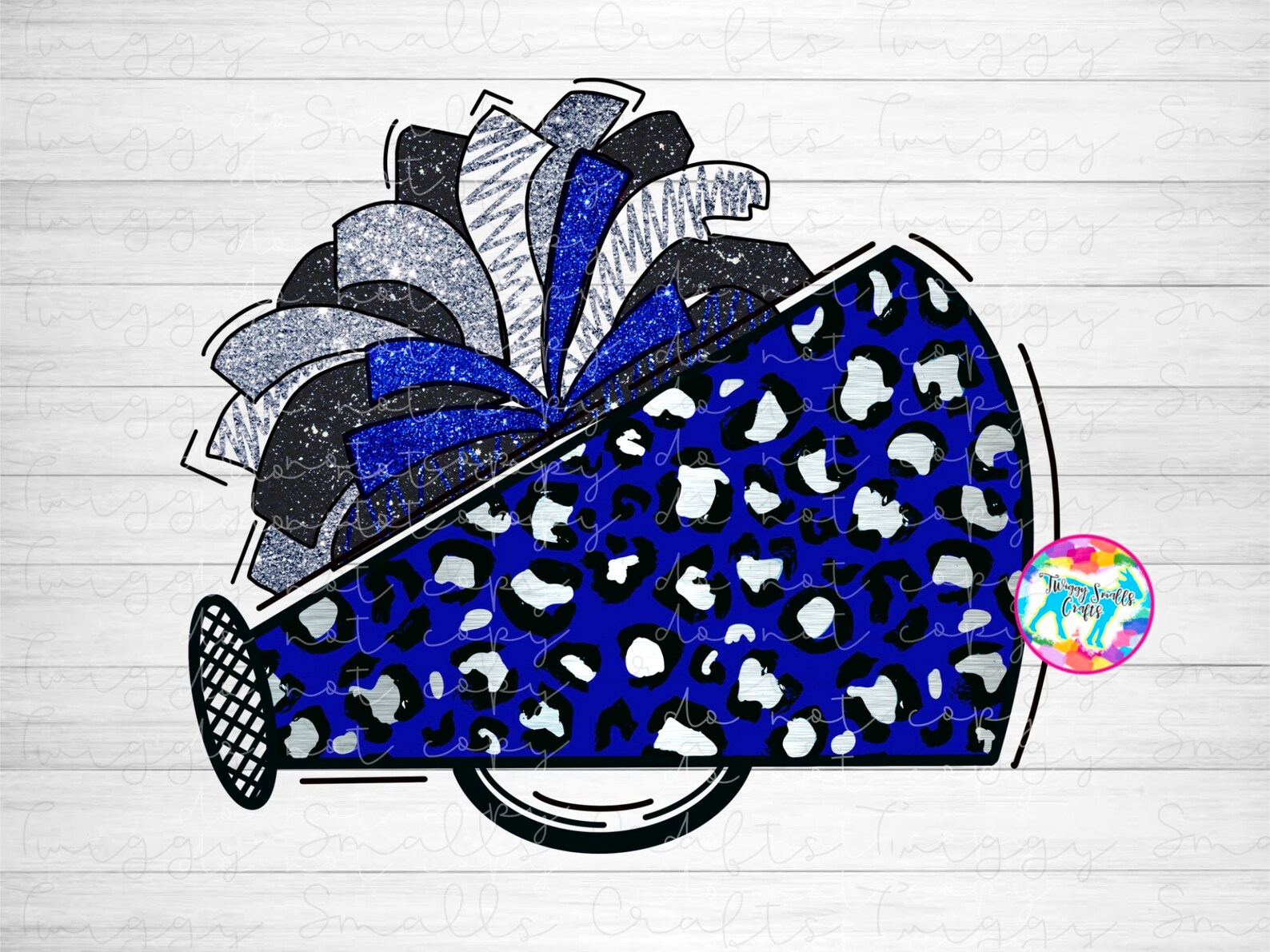 Cheer Megaphone Sublimation Design Download, Royal Blue, Black, Silver ...