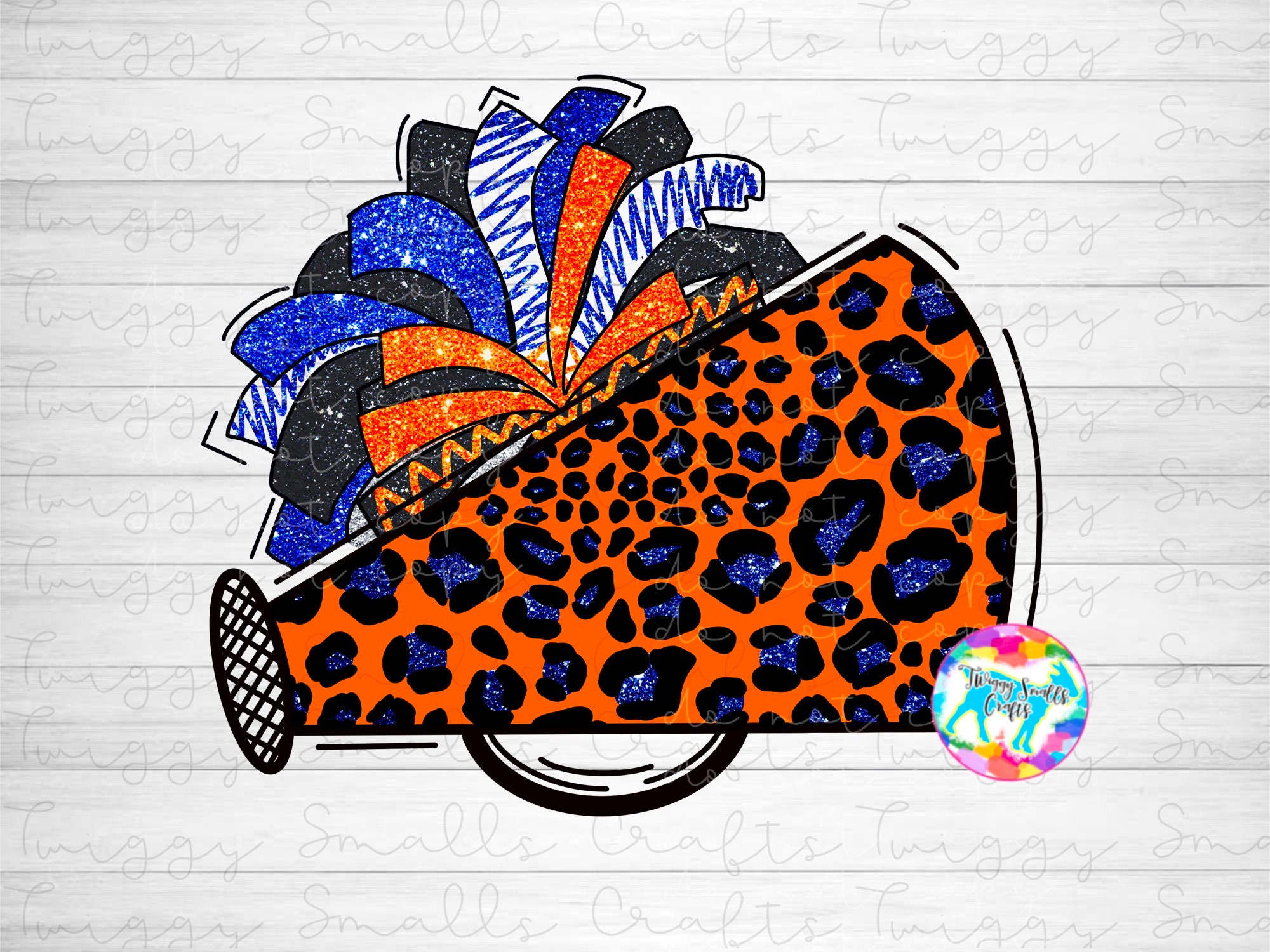 Cheer Megaphone Sublimation Design Download, Blue, Orange, Alabama ...