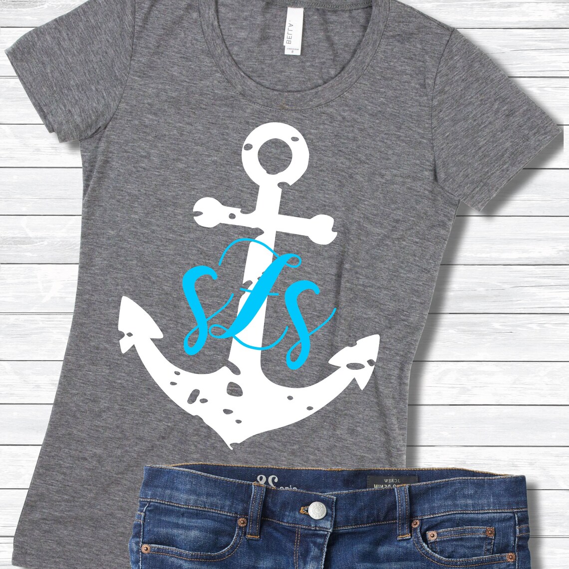 Anchor Svg Distressed Svg Beach Grunge Anchor Monogram - Etsy