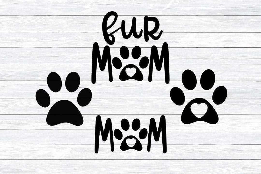 Paw Print, Fur Mom, Dog Mom, Cat Mom, Heart Paw Print, Svg, Dxf, Png ...