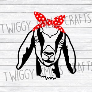 Bandana Goat Svg, Show Goat, Bandana, Polka Dots, Farm Svg, Dxf, Png ...