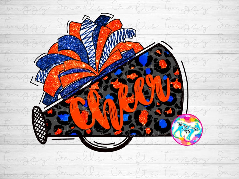 Cheer Megaphone Sublimation Design Download, Blue, Orange, Alabama ...