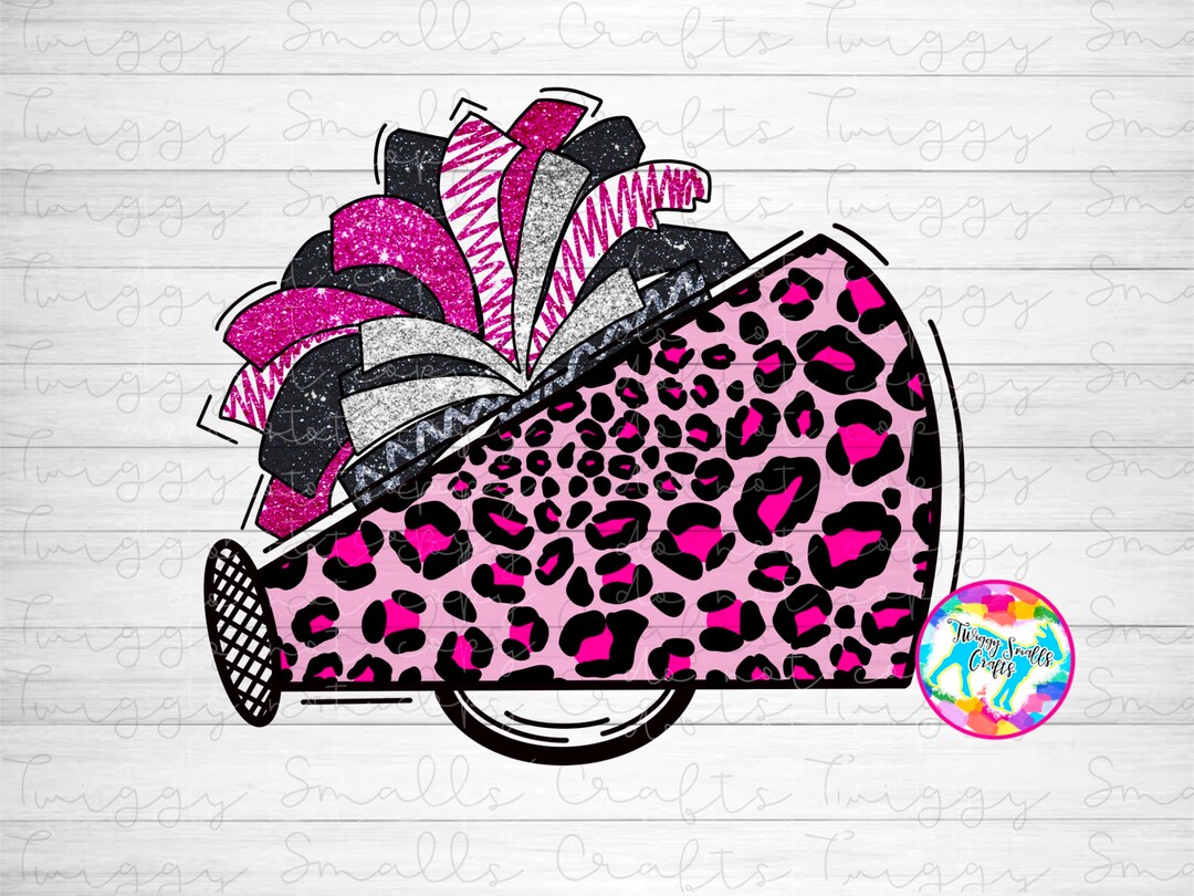 Cheer Megaphone Sublimation Design Download, Pink, Black, Silver ...
