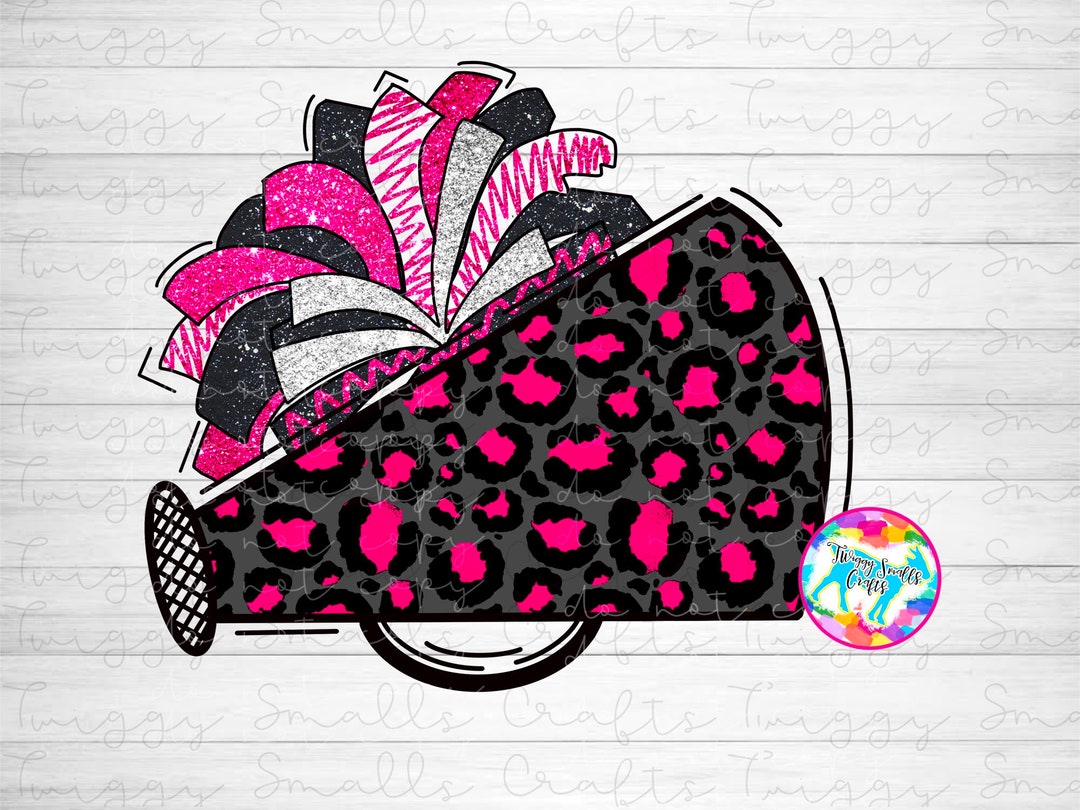 Cheer Megaphone Sublimation Design Download, Pink, Black, Silver ...