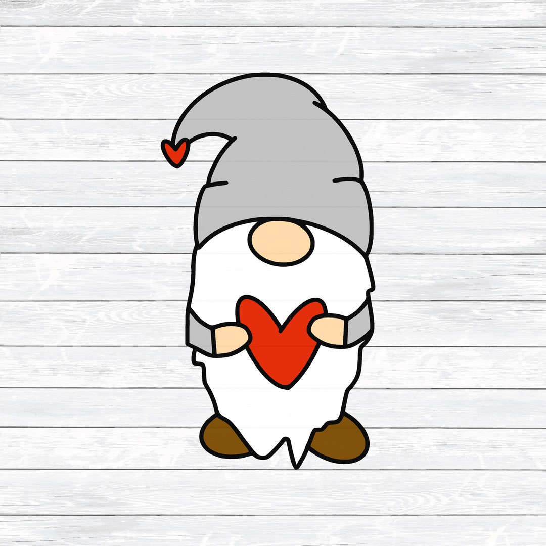 Valentine Gnome, Gnome, SVG, DXF, PNG, Files For, Silhouette, Cricut ...