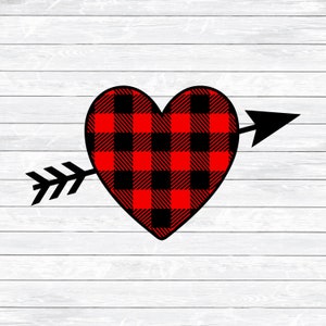 Buffalo Plaid Svg, Heart Svg, Valentines Day, Heart and Arrow, DXF, PNG ...