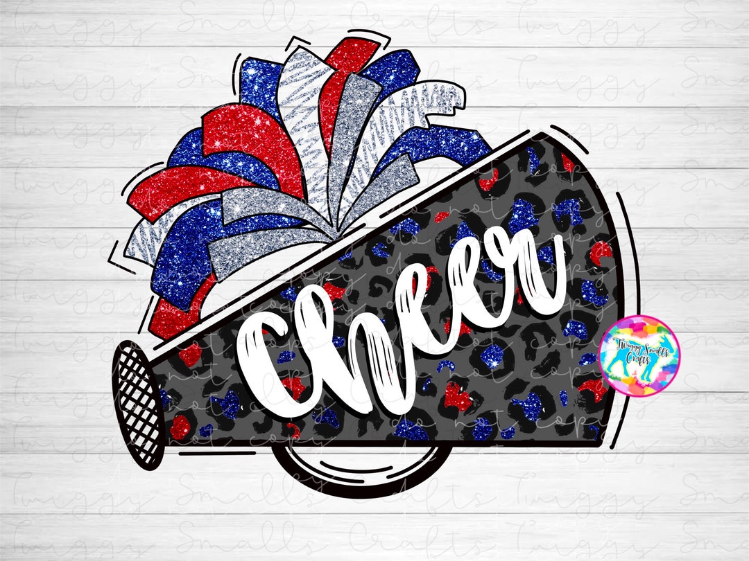 Cheer Sublimation, Megaphone, Design Download, Blue, Red, Silver ...