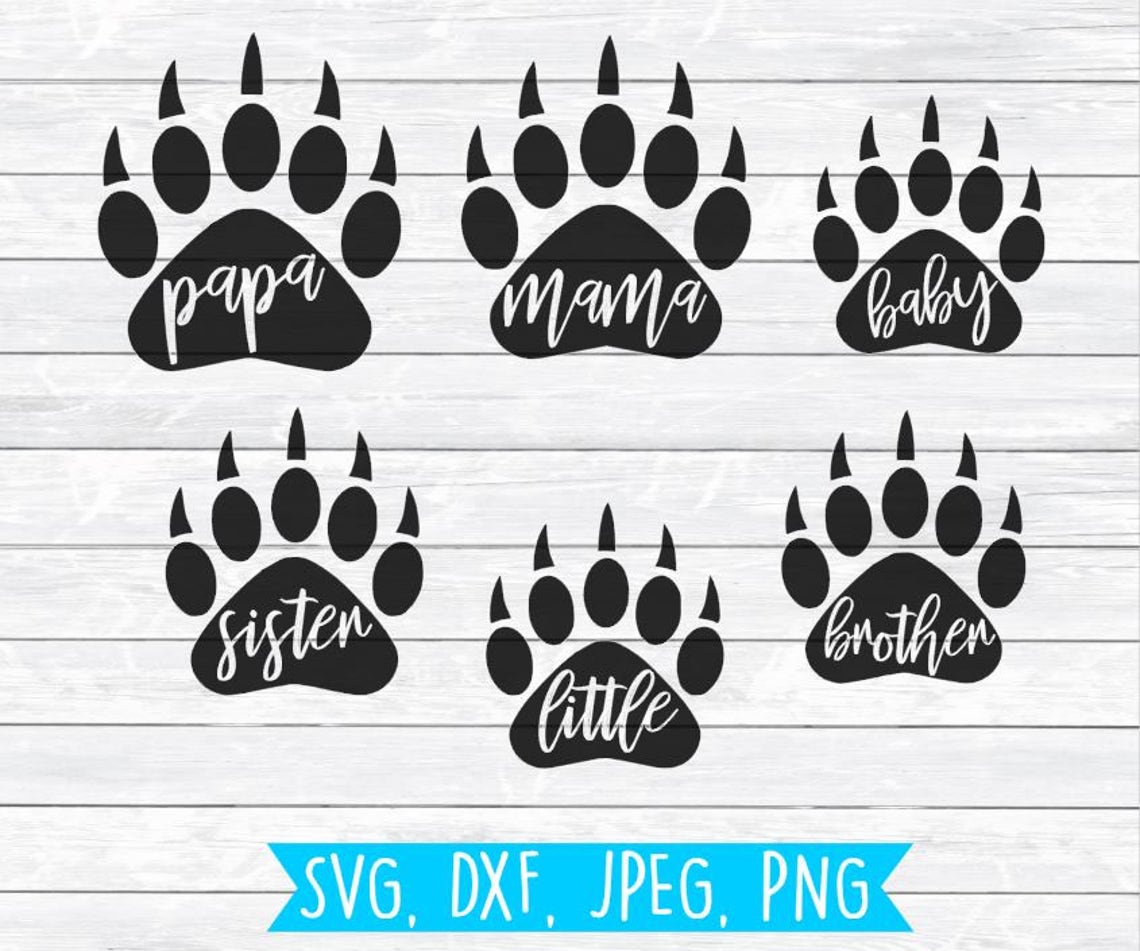 Bear SVG Bear Family SVG Bear Paw SVG Animal Paw Svg Dxf | Etsy