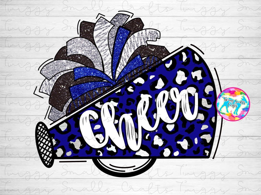 Cheer Megaphone Sublimation Design Download, Blue, Black, White ...