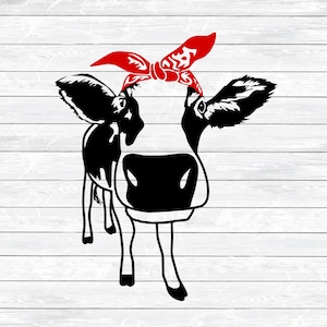 Cow Svg, Cow Head, Bandana Svg, Cow Bandana, Heifer Svg, Farm Svg ...
