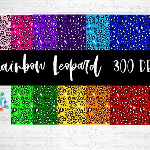 Rainbow Leopard Digital Paper, Seamless, Sublimation, Background ...