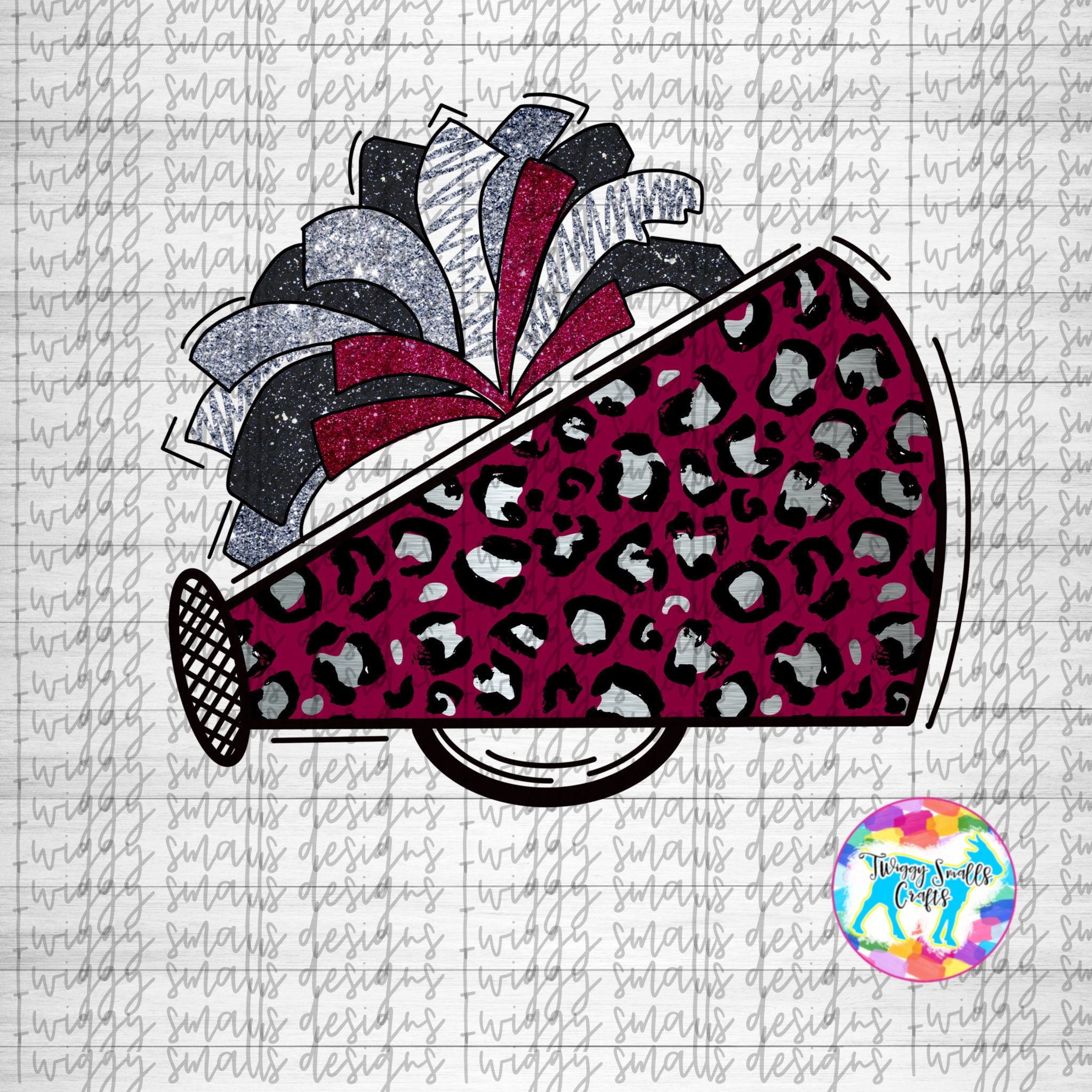 Cheer Megaphone Sublimation Design Download, Maroon, Grey, Black ...
