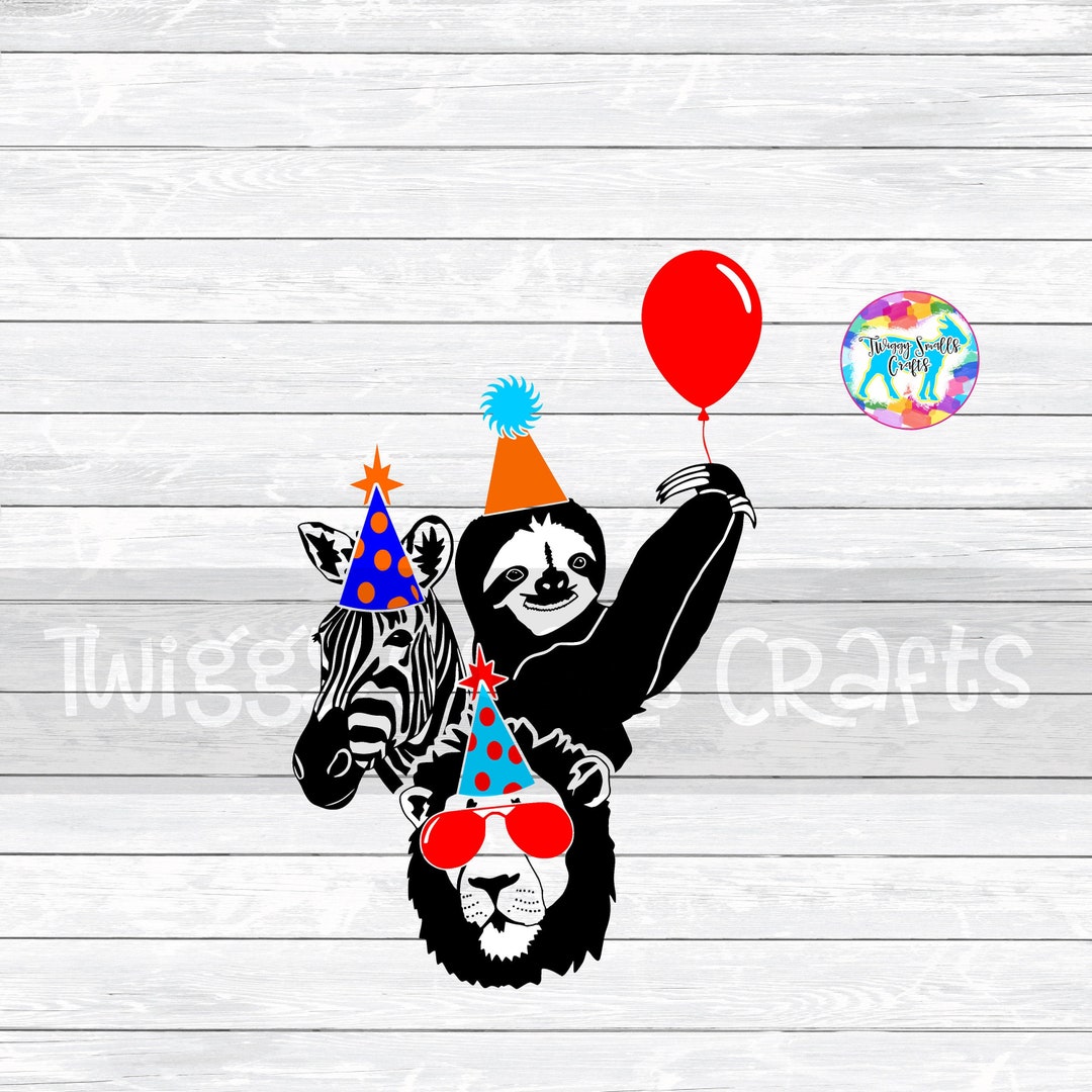 Party Animal Svg, Lion, Zebra, Sloth, SVG, DXF, PNG, Files For ...