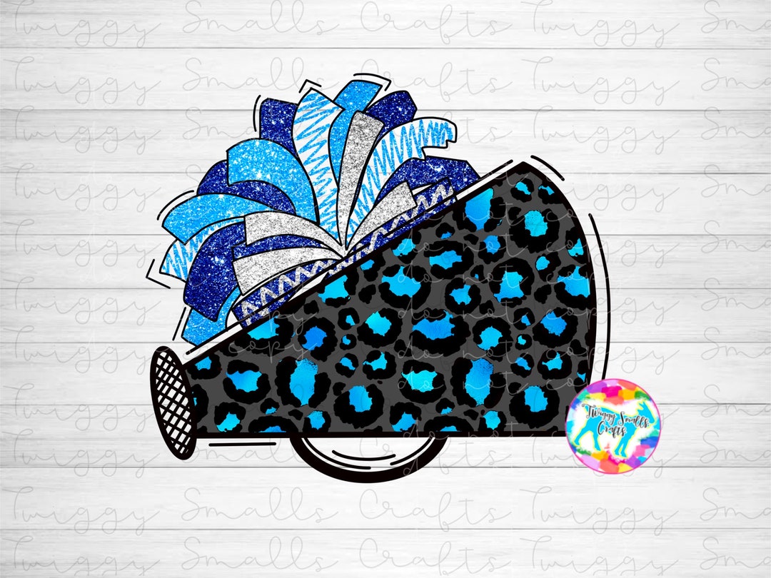 Cheer Megaphone Sublimation Design Download, Blue, Grey, Black, Silver ...
