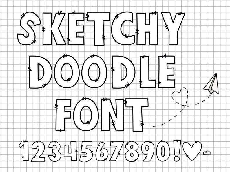 Sketchy Doodle Font - Doodle Letters, True Type Font, Sublimation ...