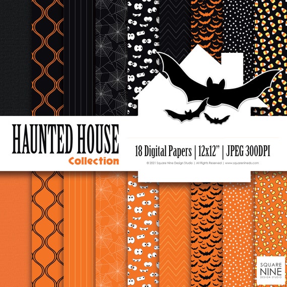 Haunted House Digital Paper Pack 18 Designs 12x12 JPG | Etsy