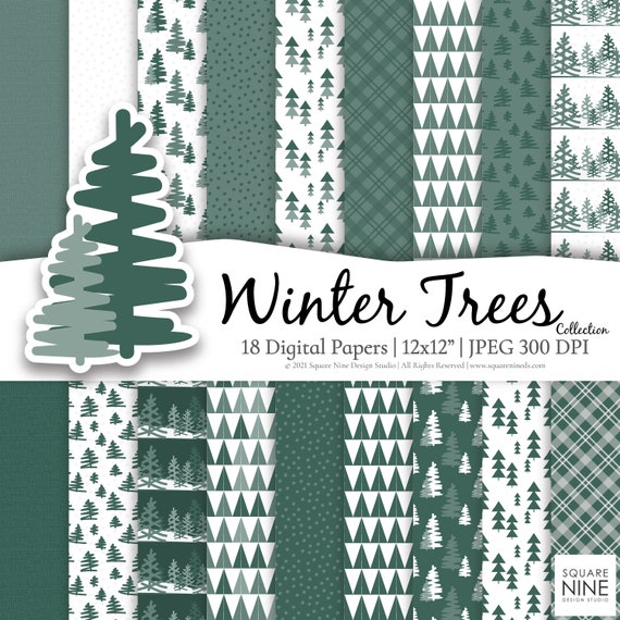 Winter Trees Digital Paper Pack 18 Designs 12x12 JPG Files | Etsy
